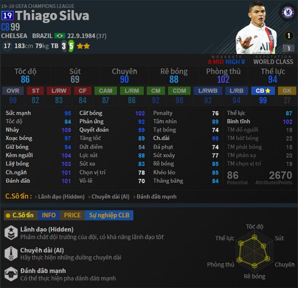 Xây dựng đội hình team color Chelsea FO4 +3 +5 chỉ số OVR