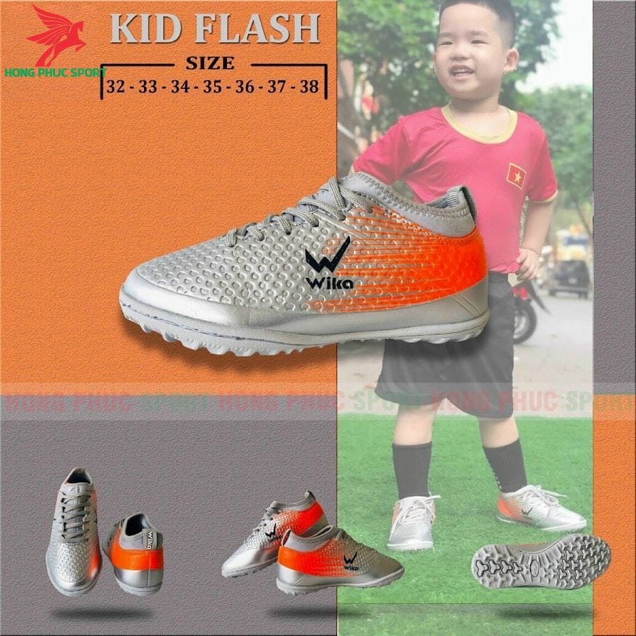 GIÀY ĐÁ BÓNG TRẺ EM WIKA KID FLASH SÂN CỎ NHÂN TẠO MÀU XANH DƯƠNG